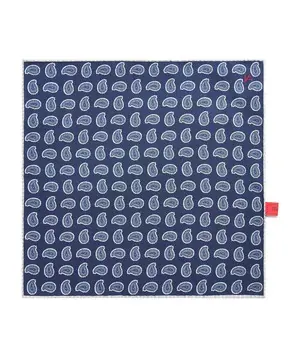 Isaia Paisley Print Pocket Square - Red