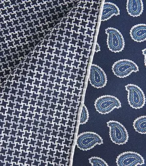 Isaia Paisley Print Pocket Square - Red