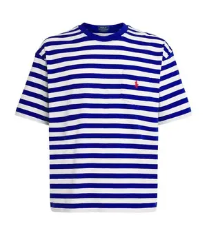 Polo Ralph Lauren Cotton Stripe Polo Pony T-shirt - Blue