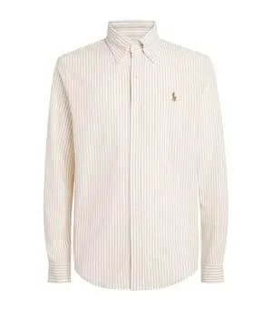 Polo Ralph Lauren Cotton Mesh Stripe Oxford Shirt - Beige