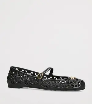 Valentino Garavani Perforated Rubber Ballet Flats - Black