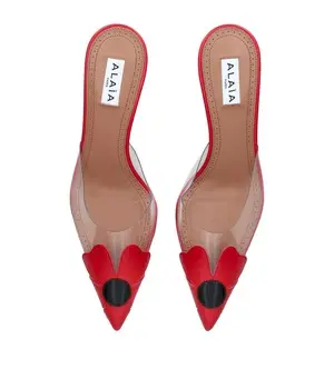Alaïa Leather & Pvc Bloom Mules 55 - Red
