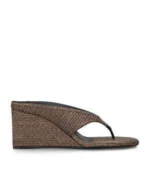Alaïa Raffia Wedge Sandals - Brown