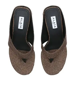 Alaïa Raffia Wedge Sandals - Brown