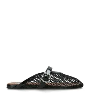 Alaïa Alaïa Patent Leather Fishnet Mules Black