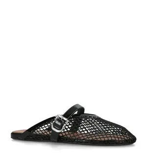 Alaïa Patent Leather Fishnet Mules - Black