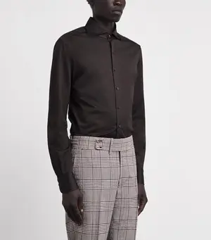 Isaia Cotton Jersey Shirt - Brown