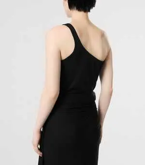 TOM FORD One-shoulder Silk-blend Ribbed Tank Top - Black