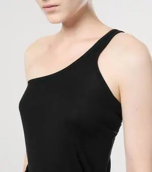 TOM FORD One-shoulder Silk-blend Ribbed Tank Top - Black