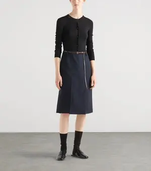 Prada Wool Ribbed Slim Cardigan