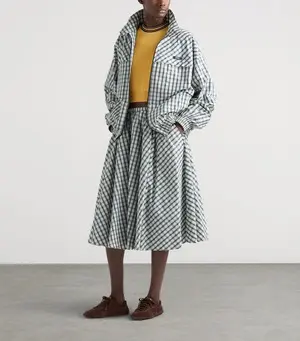 Prada Checked Midi Skirt - Neutral