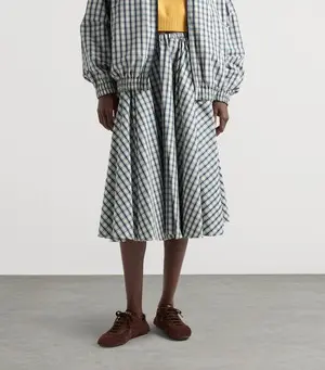 Prada Checked Midi Skirt - Neutral