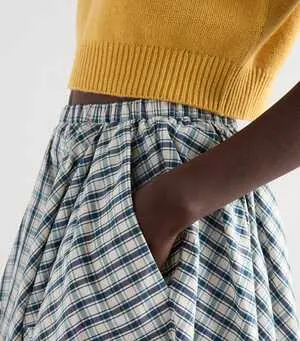 Prada Checked Midi Skirt - Neutral