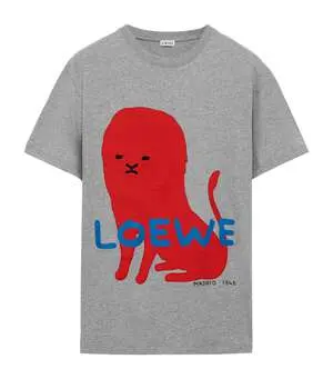 Loewe Cotton-blend Graphic Print T-shirt - Grey