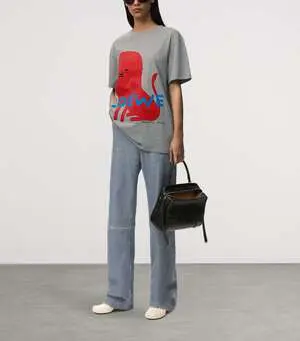 Loewe Cotton-blend Graphic Print T-shirt - Grey