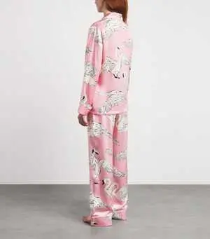 Olivia Von Halle Silk Lila Selene Swan Pyjamas - Pink