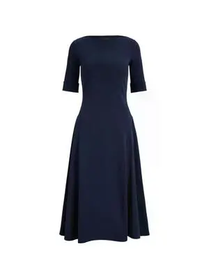 Ralph Lauren Rib-knit Stretch Cotton Midi Dress - Blue