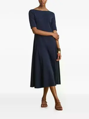 Ralph Lauren Rib-knit Stretch Cotton Midi Dress - Blue