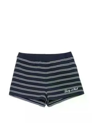 Sporty & Rich Striped Logo-embroidered Shorts