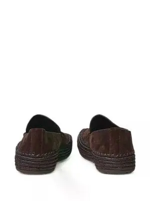 Loewe Rio Braided-sole Suede Loafers - Brown