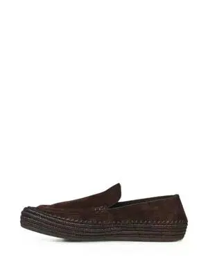 Loewe Rio Braided-sole Suede Loafers - Brown
