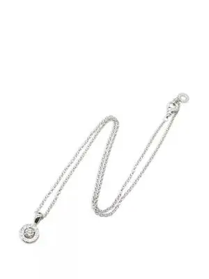 BVLGARI 18kt White Gold Diamond Engraved Logo Necklace
