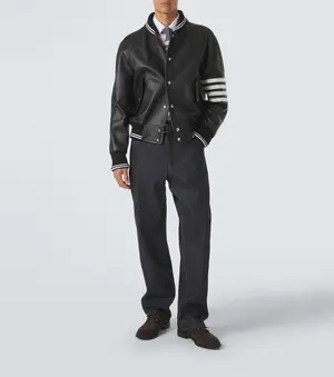 Thom Browne 4-bar Leather Bomber Jacket