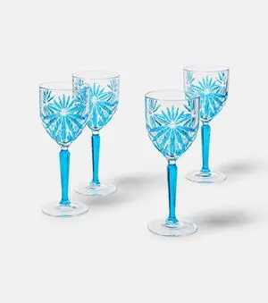 LES-OTTOMANS Set Of 4 Crystal Wine Glasses - Blue