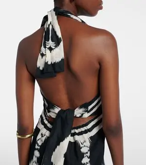 Johanna Ortiz Printed Open-back Linen Midi Dress