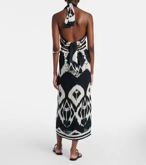 Johanna Ortiz Printed Open-back Linen Midi Dress