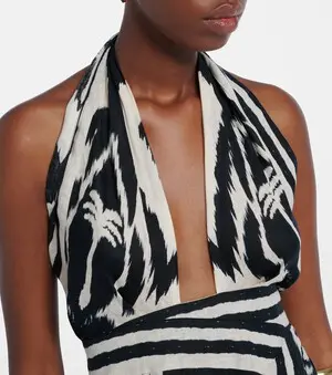 Johanna Ortiz Printed Open-back Linen Midi Dress