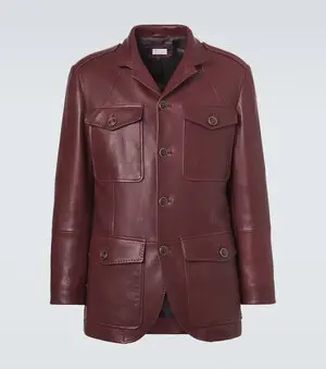 Brunello Cucinelli Leather Field Jacket - Burgundy