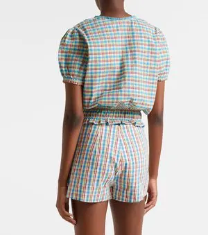 Faithfull The Brand Santana Checked Cotton-blend Top
