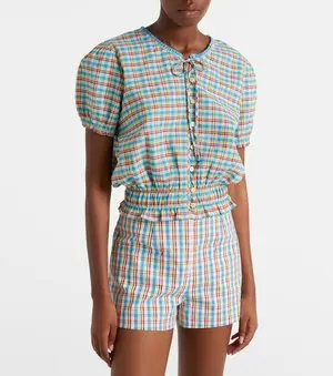 Faithfull The Brand Santana Checked Cotton-blend Top
