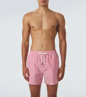 Zegna Striped Seersucker Swim Trunks