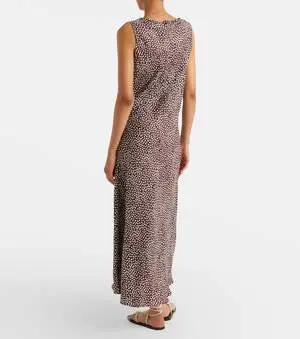 Asceno Provence Polka-dot Silk Twill Slip Dress