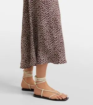 Asceno Provence Polka-dot Silk Twill Slip Dress
