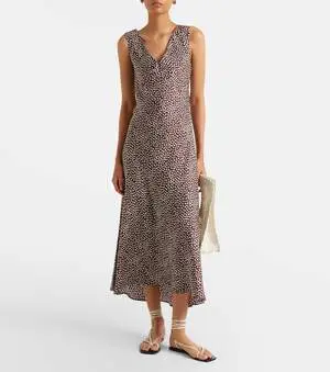 Asceno Provence Polka-dot Silk Twill Slip Dress