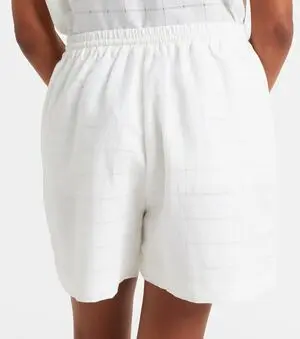 Asceno Boston Checked Linen And Cotton Shorts