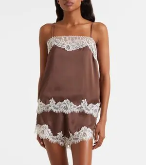 Faithfull The Brand Lace-trimmed Satin Top