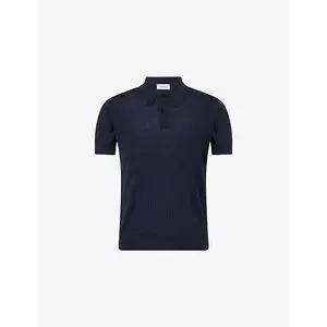 John Smedley Croall Ribbed Merino-wool Polo Shirt - Midnight