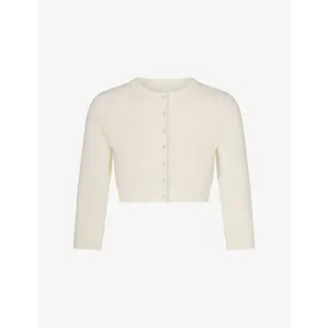 SKIMS Refined Knit Cropped Cardigan - Egret