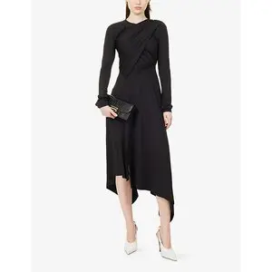 Victoria Beckham Long-sleeve Fluid Drape Stretch-jersey Midi Dress