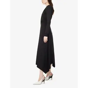 Victoria Beckham Long-sleeve Fluid Drape Stretch-jersey Midi Dress