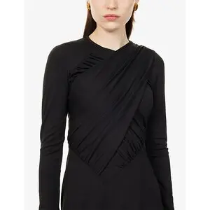 Victoria Beckham Long-sleeve Fluid Drape Stretch-jersey Midi Dress