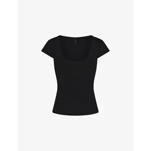 SKIMS Refined Knit Scoop-neck T-shirt - Obsidian
