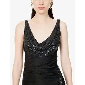 Rabanne Jersey Maxi Dress With Chainmail Trims