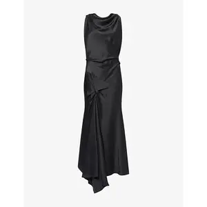 Victoria Beckham Draped Asymmetric Midi Dress - Black