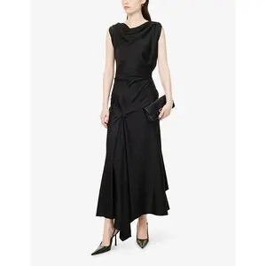 Victoria Beckham Draped Asymmetric Midi Dress - Black