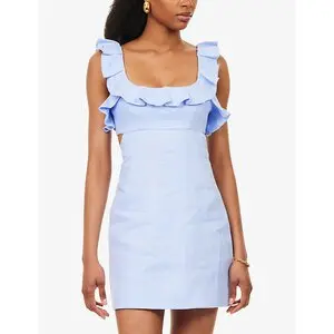 Zimmermann Ruffled Cotton Mini Dress - Sky